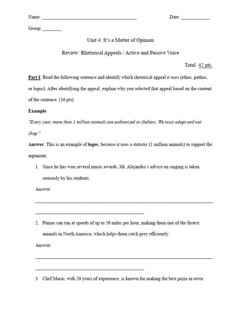 Rhetorical Appeal and Active Passive WS - 1 | PDF
