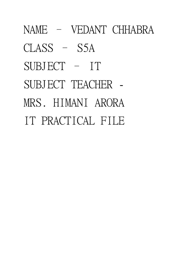 Name Vedant Class S5B | PDF