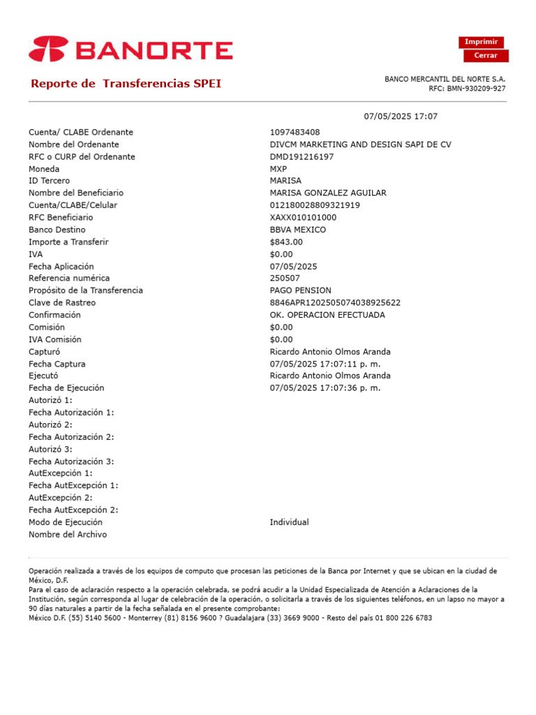 Comprobante Spei Banorte | PDF | Bancario