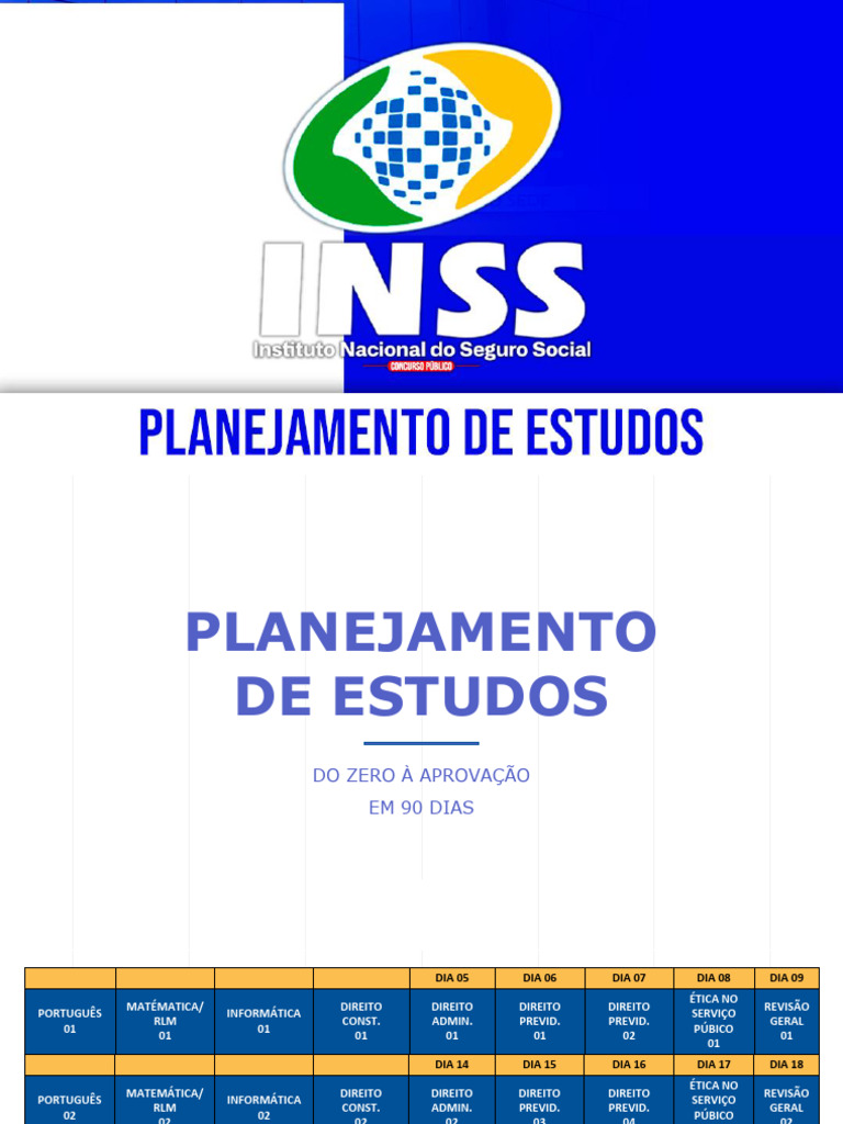 Planejamento de Estudos - Inss | PDF