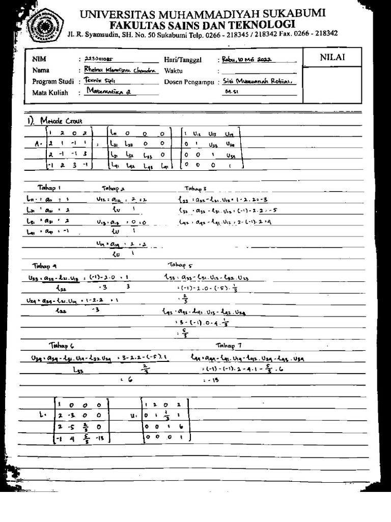 Rheina Kharisma C - MTK 2 | PDF
