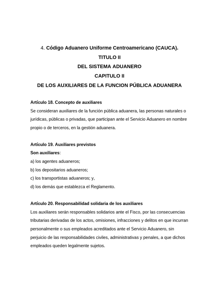 Codigo Aduanero Uniforme Centroamericano Titulo LL y Capitulo Ll. | PDF | aduana