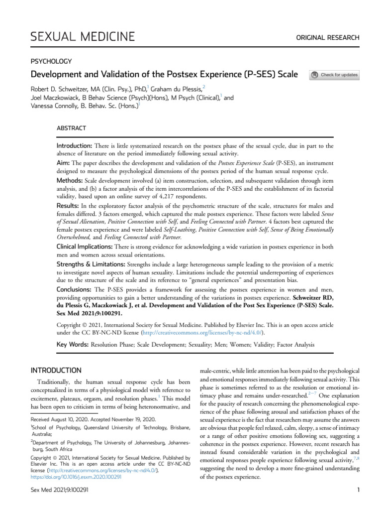 Schweitzer et al. (2021) Development and Validation of the Postsex ...