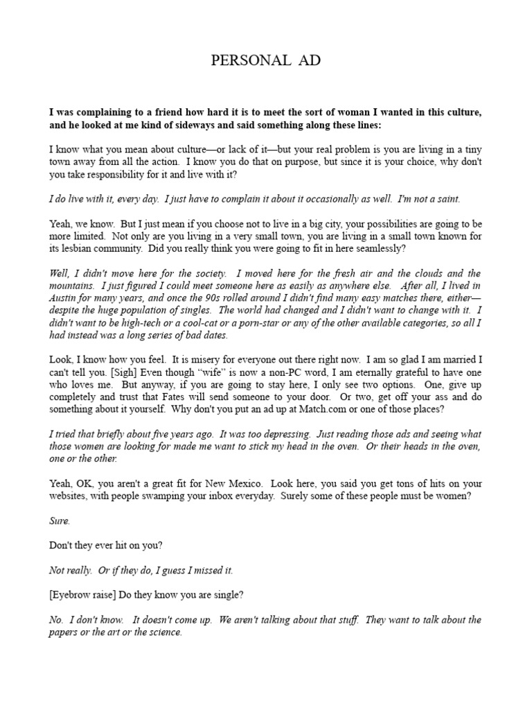 Personal Ad | PDF