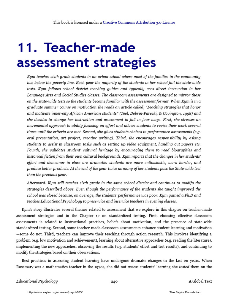 Chapter Teacher Made Assessment Strategies | PDF | Educational ...