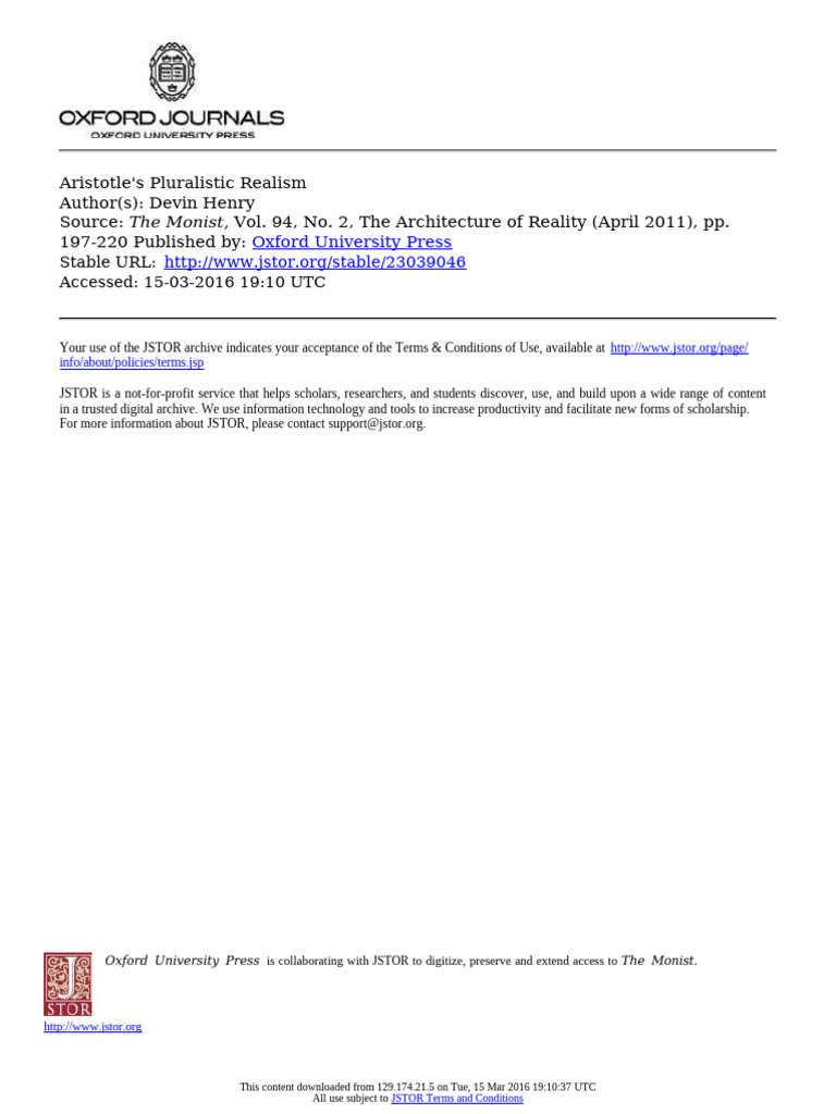 Aristotle's Pluralistic Realism Explained | PDF | Academic Publishing ...