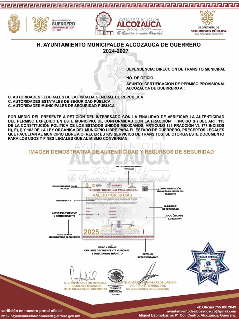 Reporte Certificado Permiso ALCO-135849 | PDF