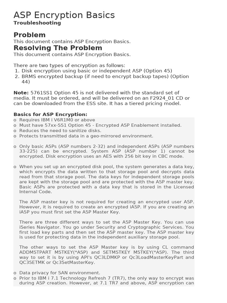 Ibm I Encryption Basics | PDF | Encryption | Key (Cryptography)
