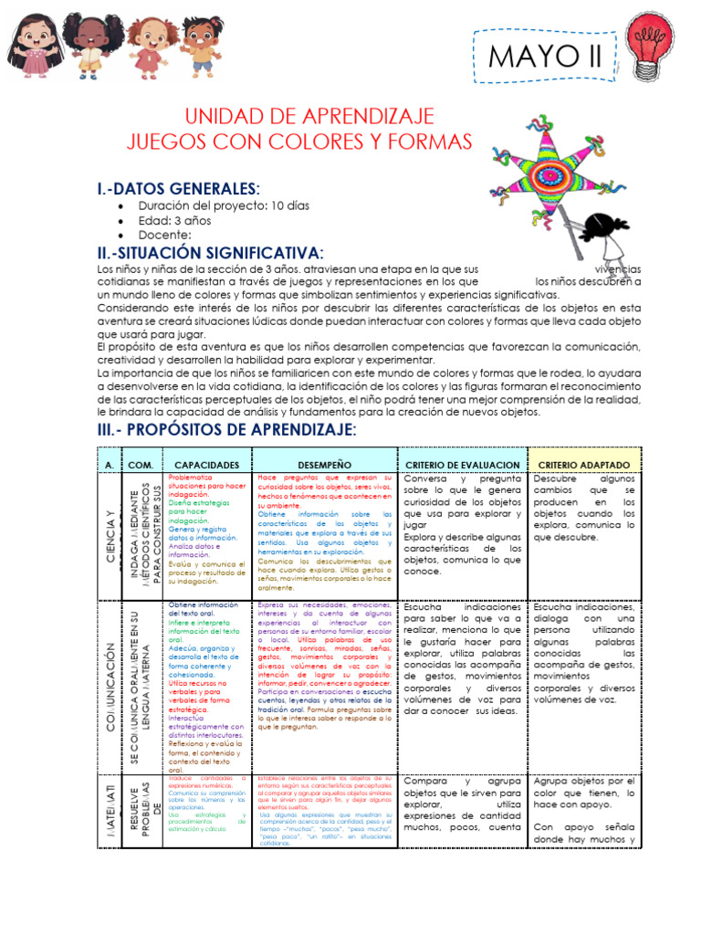 U.A. Colores y Formas para Divertirnos 3años | PDF | Comunicación no ...