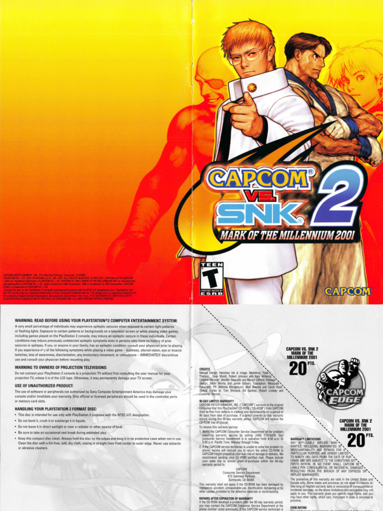 Capcom vs. SNK 2 - Mark of The Millennium 2001 - Manual | PDF ...