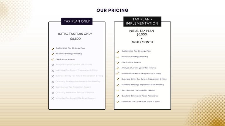 Customized Tax Strategy Pricing Plans | PDF