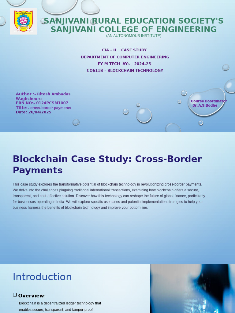 Blockchain Case Study Cross Border Payments | PDF | Banks | Payment System