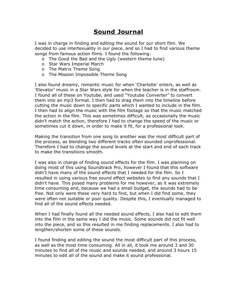 Sound Journal | PDF | Video | Entertainment