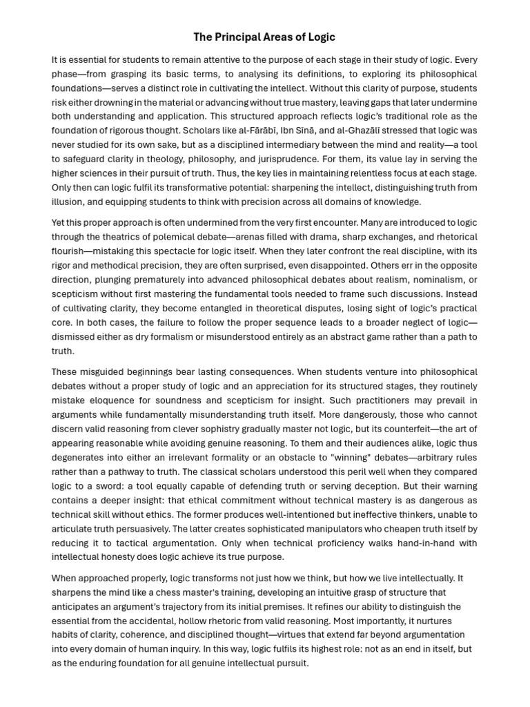 The Principal Areas of Logic | PDF | Logic | Truth