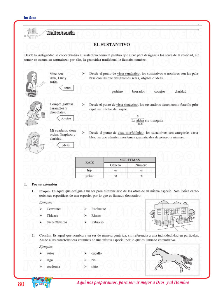 A) Lenguaje 1ro-Libro - SUSTANTIVO | PDF