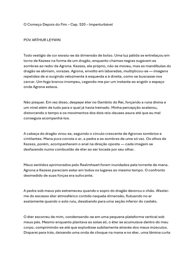 Confronto Épico: Arthur vs Agrona | PDF | Pensamento | Tempo
