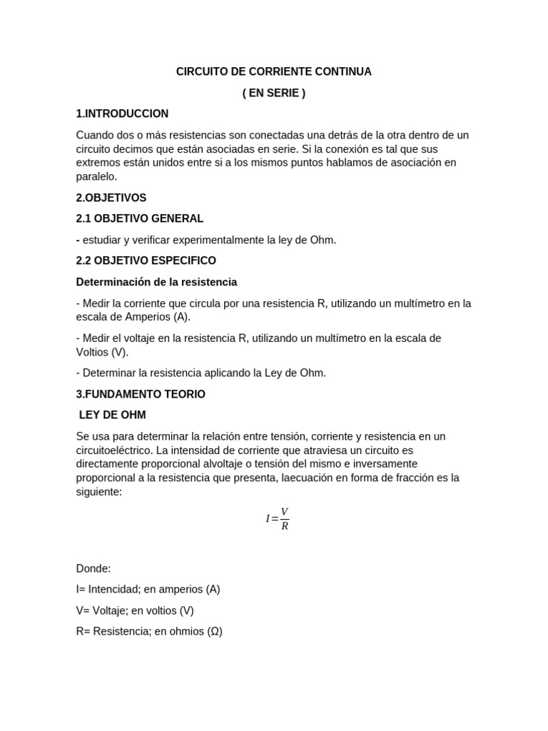 Circuito de Corriente Continua Practica 2 Elctro Tecnia | PDF | Resistencia Eléctrica y ...