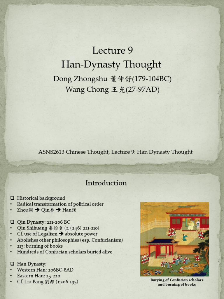 ASNS2613 Chinese Thought, Lecture 9 - Han Dynasty Thought (Up2) | PDF ...