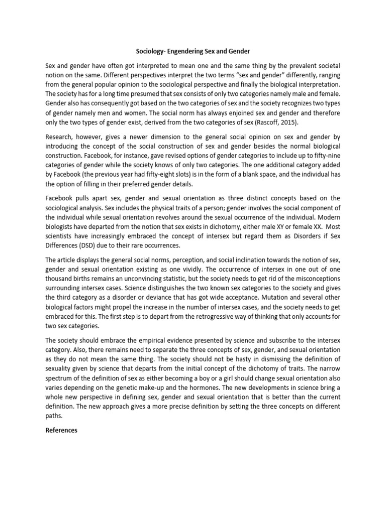1018 Sociology Engendering Sex and Gender | PDF | Gender | Gender Studies