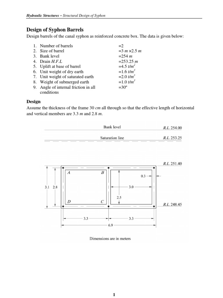 WR401 01 Design of Syphon | PDF | Civil Engineering | Mechanical ...
