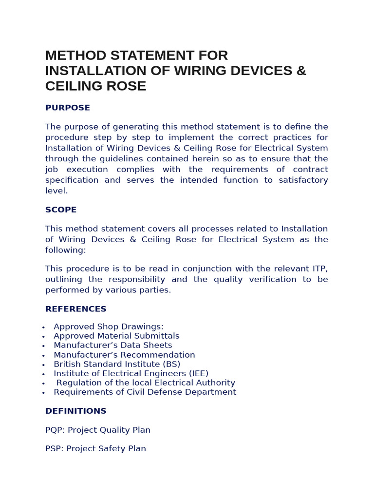 Wiring Devices & Ceiling Rose Installation Guide | PDF | Electrical ...