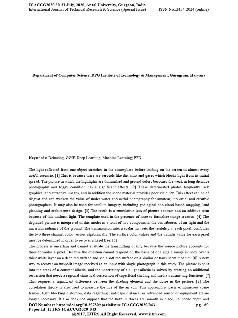 Deep Learning and Globally Guided Image Filtering Technique Based Image Dehazing and Enhancement ...