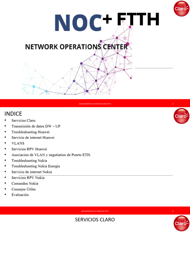 Presentacion Curso Noc FTTH | PDF | Telecomunicaciones | Redes de computadoras