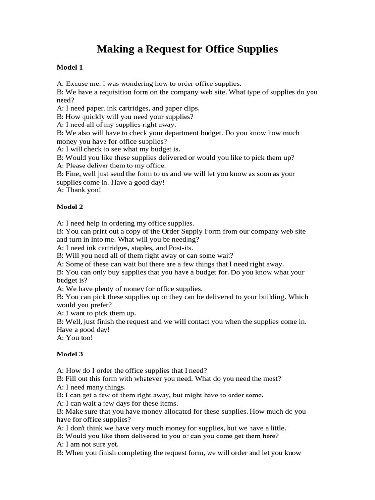 Office Supplies Request Procedure | PDF