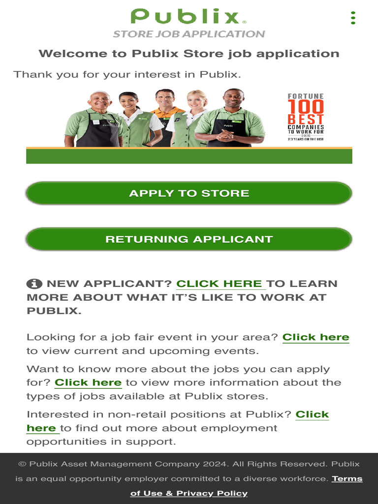 Welcome To Publix Store Job Application Publix | PDF