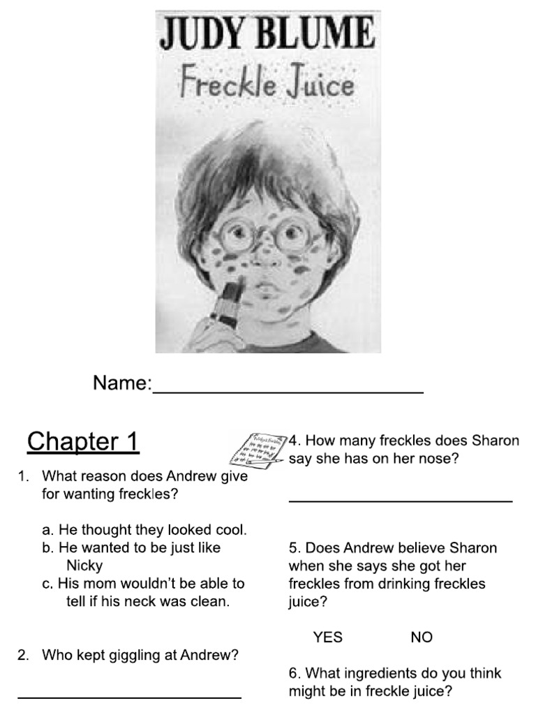 Freckle Juice Novel Study | PDF