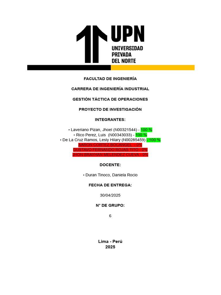 Proyecto de Investigación: Israel & JJA EIRL | PDF | Calidad (comercial ...