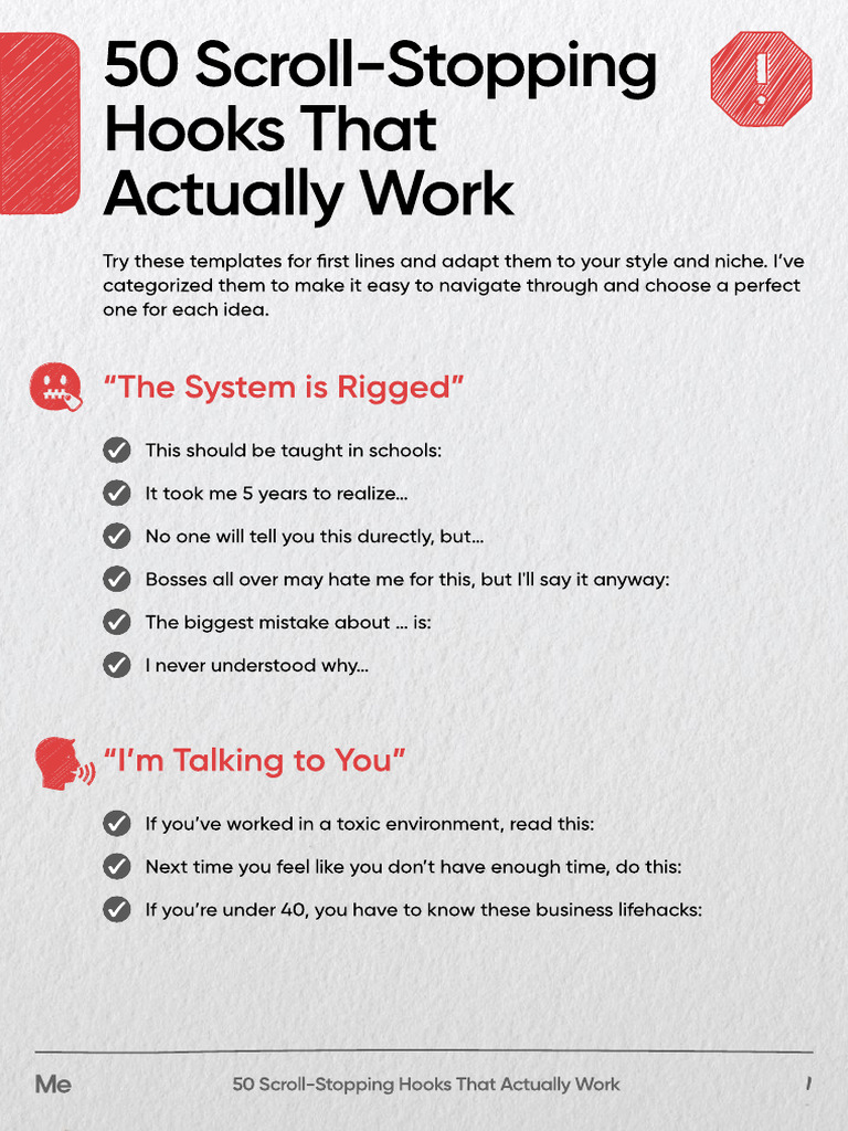 50 Effective Hooks for Engagement | PDF