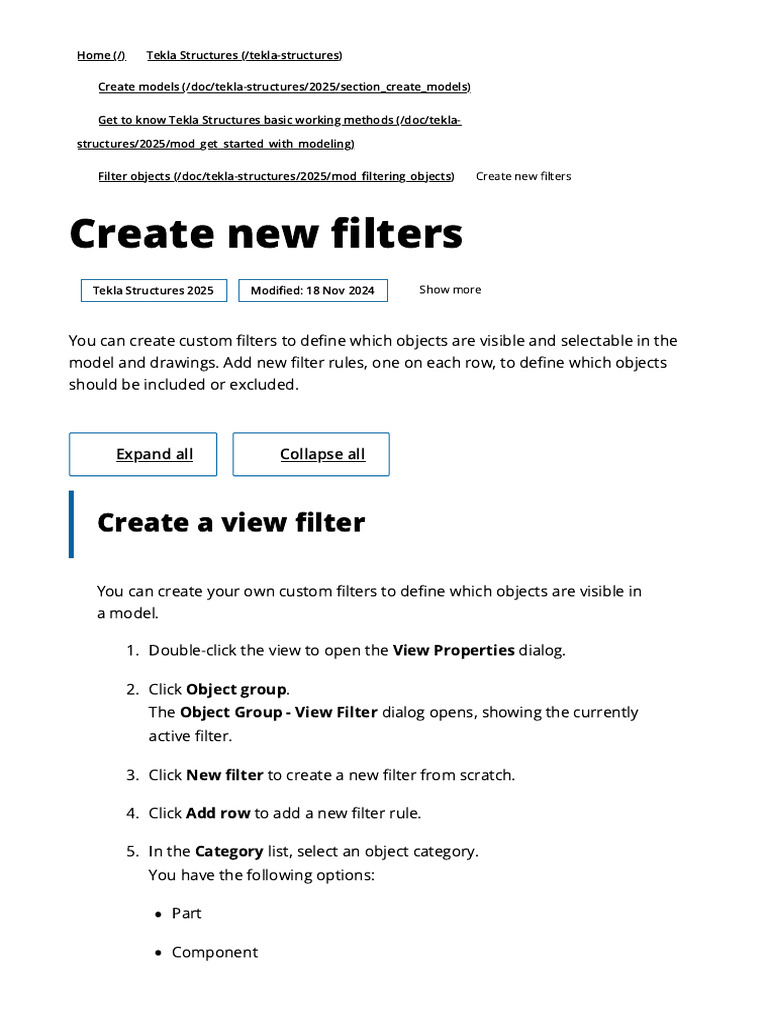 Create New Filters - Tekla User Assistance | PDF | String (Computer Science) | Letter Case