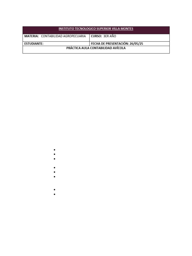 PRACTICA AULA EMPRESA AVICOLA | PDF