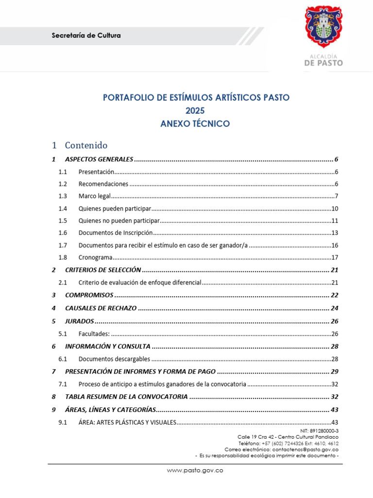 Anexo Tecnico Portafolio de Estimulos 2025 I | PDF | Bailes | Colombia