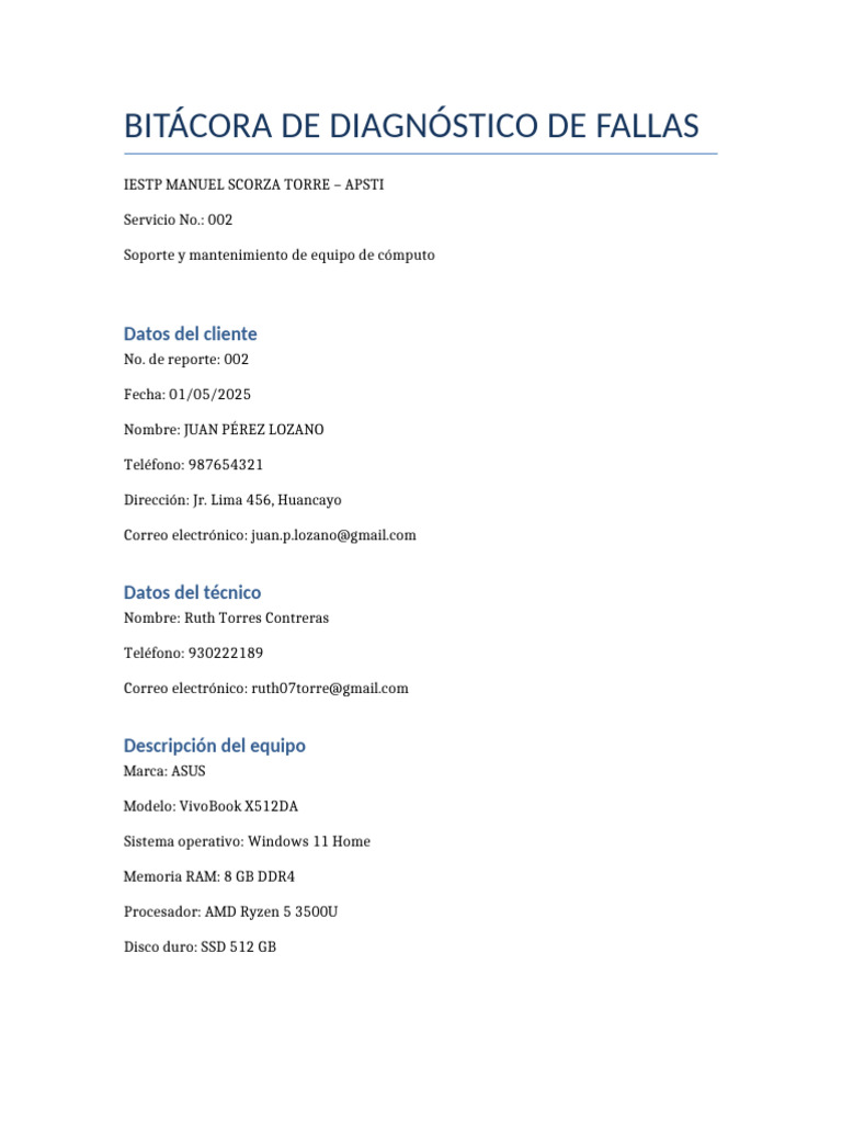 Bitacora Mantenimiento Laptop Asus | PDF | Ordenador portátil | Arranque