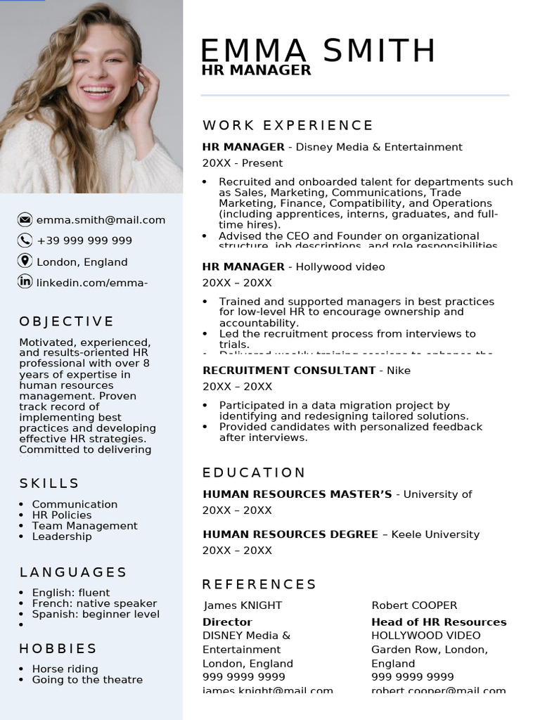 CV d'Emma Smith, HR Manager | PDF | Business | Économie d'entreprise