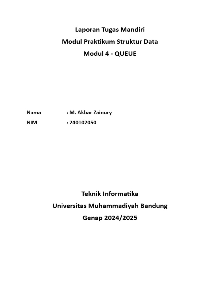 Format Laporan Tugas Mandiri Queue akbar | PDF