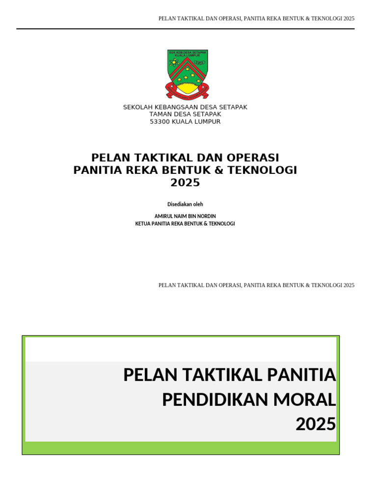 Pelan Operasi Taktikal 2025 | PDF