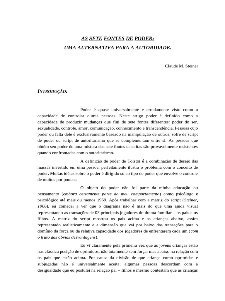 Sete Fontes do Poder Humano | PDF | Poder (social e político) | Amor