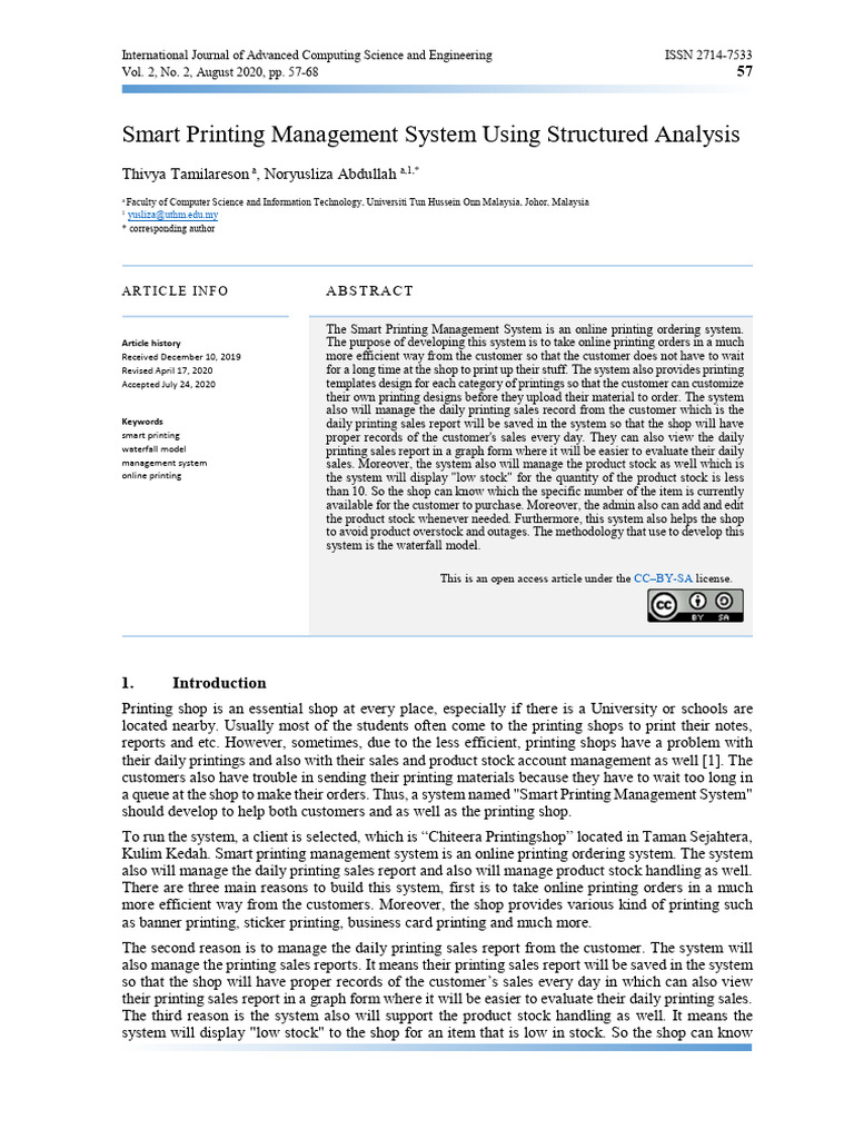 Smart Printing Management System Using Structured | PDF | Databases ...