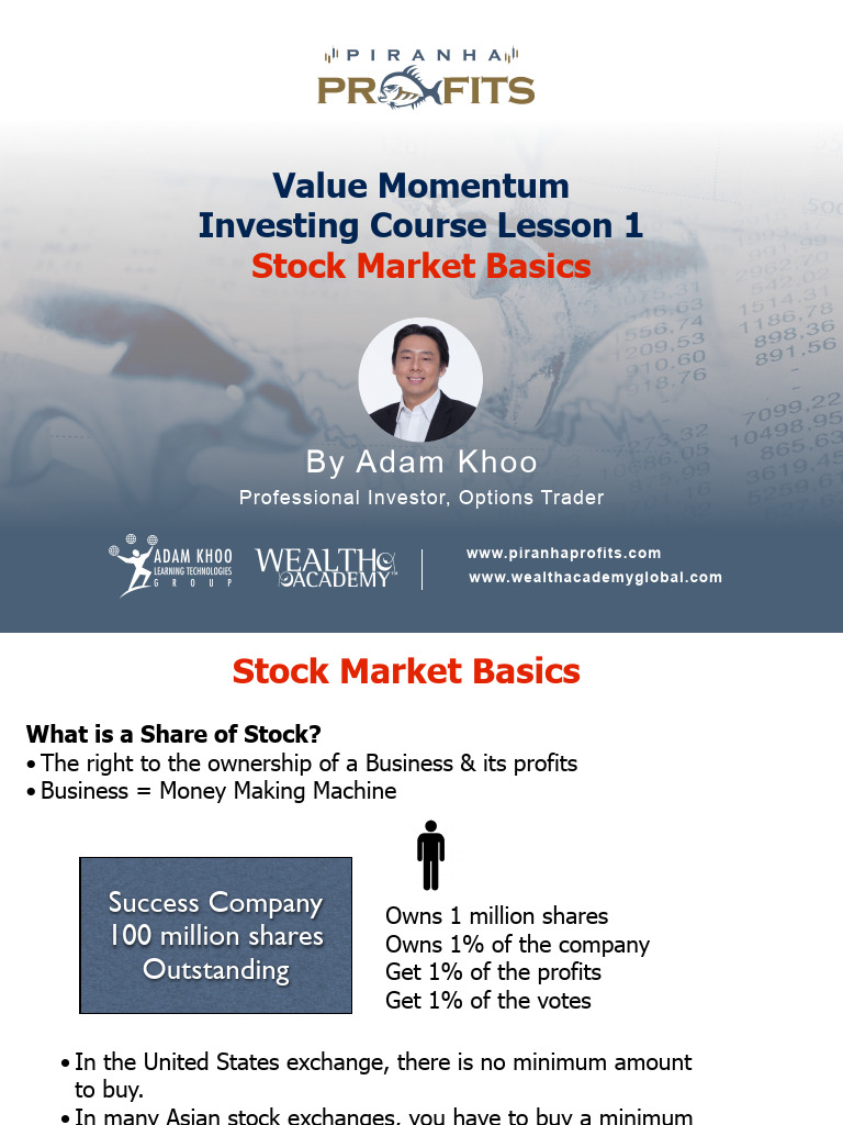Lesson 1 Stock Market Basics (2023) | PDF | Stocks | Dividend