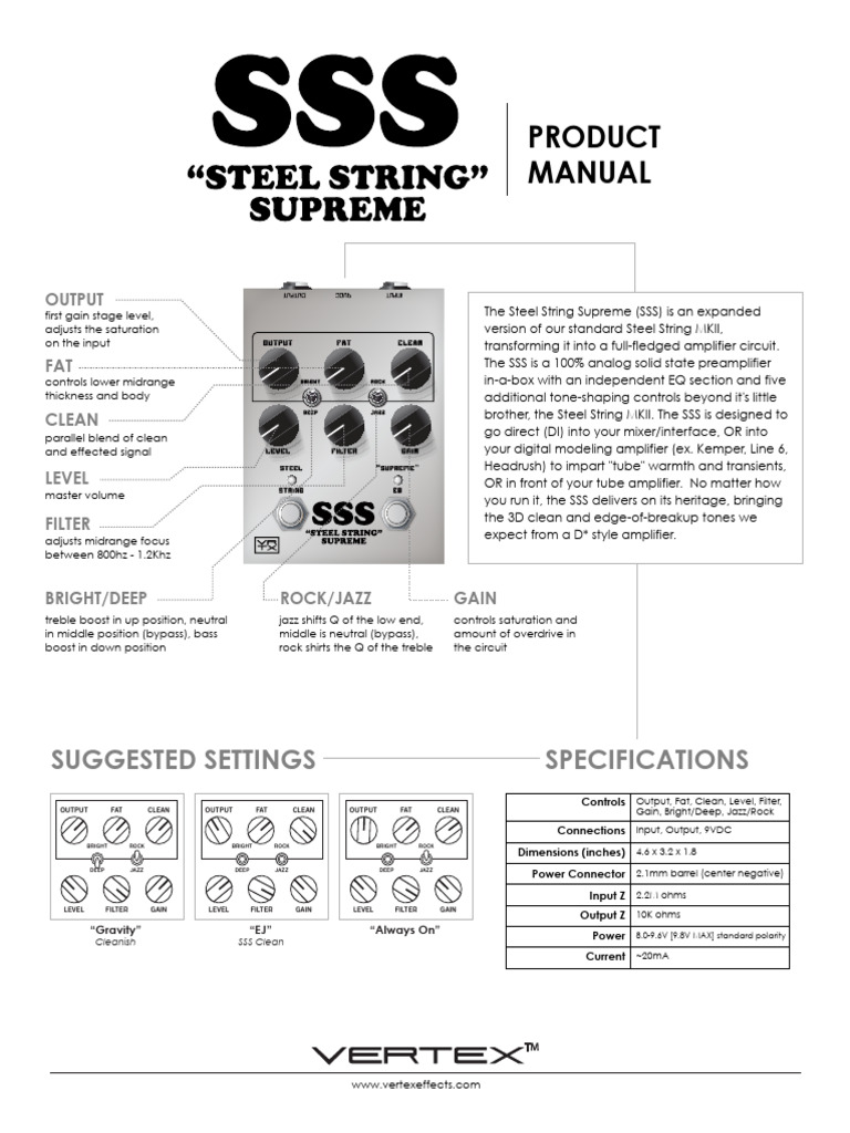 Steel String Supreme Preamplifier Manual | PDF | Amplifier ...