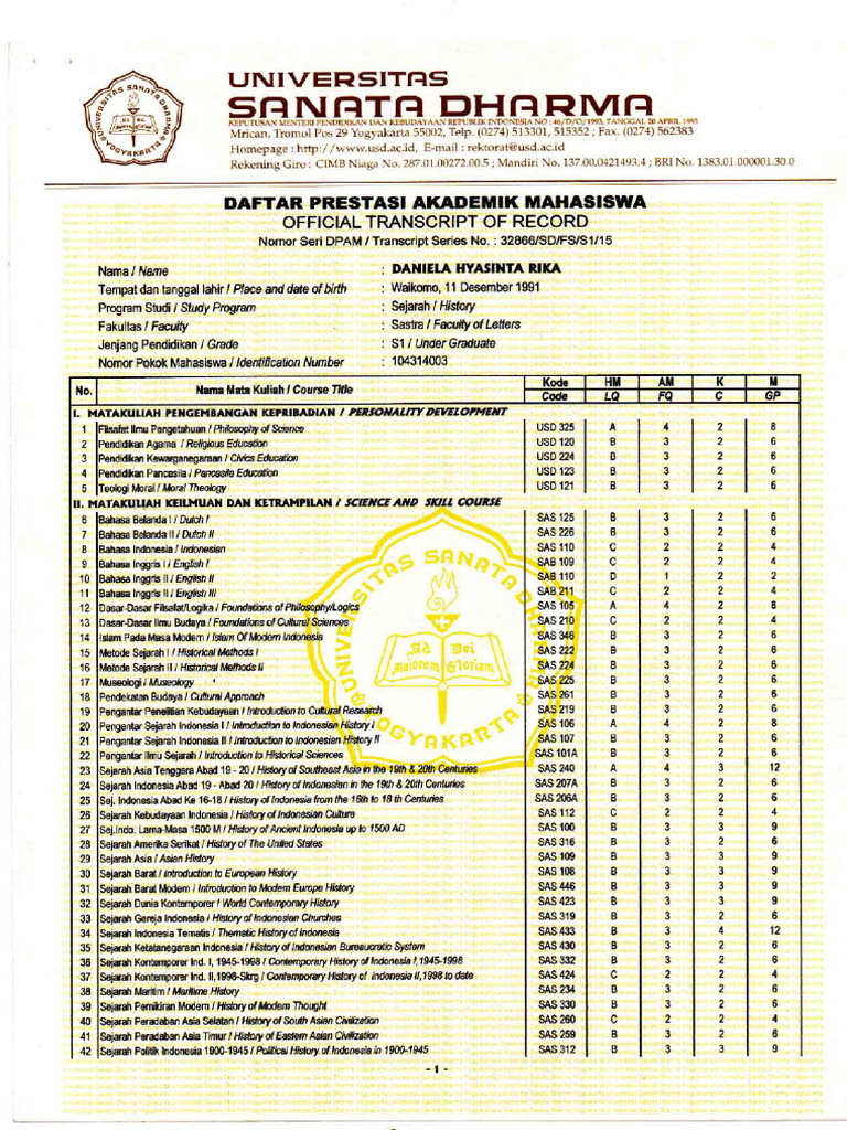TRANSKRIP NILAI - Compressed | PDF