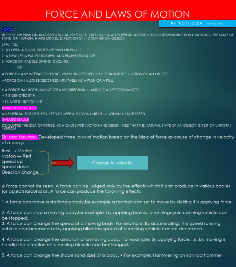 Force and Laws of Motion | PDF