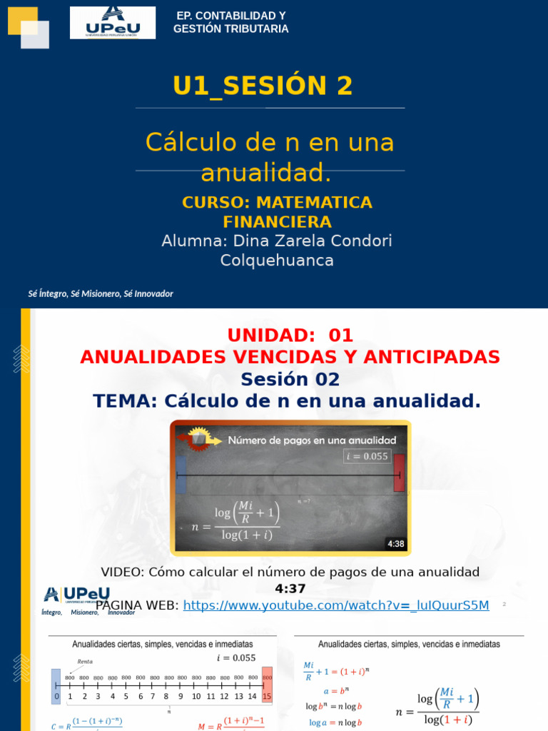 Cálculo de N en Una Anualidad | PDF | Matemáticas