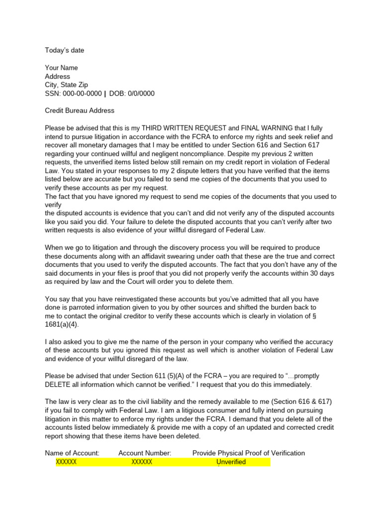 Final Warning: FCRA Compliance Demand | PDF | Lawsuit | Justice