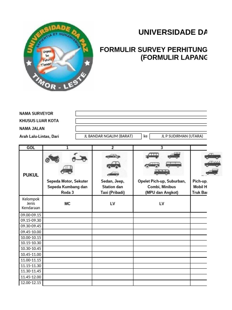 Form Trafic Counting | PDF | Motor Vehicle | Commercial Vehicles