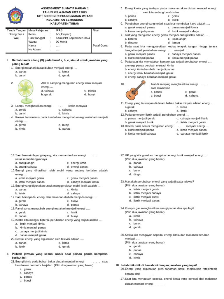 PH 1 Ipas Bab Energi Dan Perubahnnya | PDF