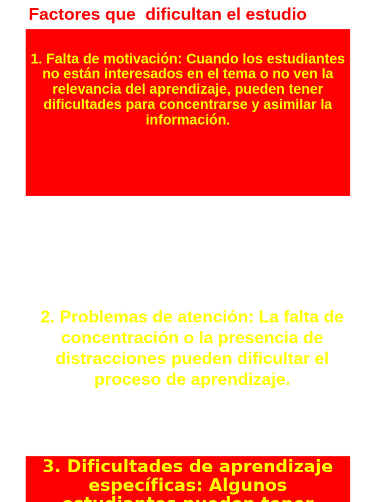 Factores Que Dificultan El Estudio (1) | PDF | Aprendizaje | Las emociones